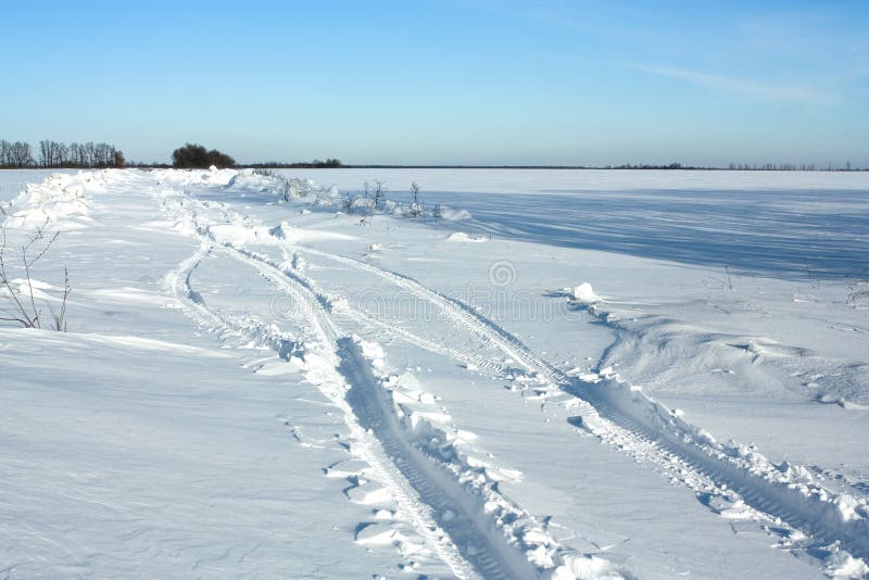 Winter track stock photo. Image of trees, route, scenery - 12907596