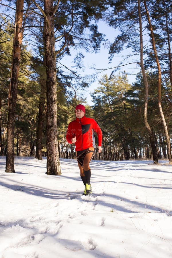Winter trail running stock image. Image of activity, road - 66010349