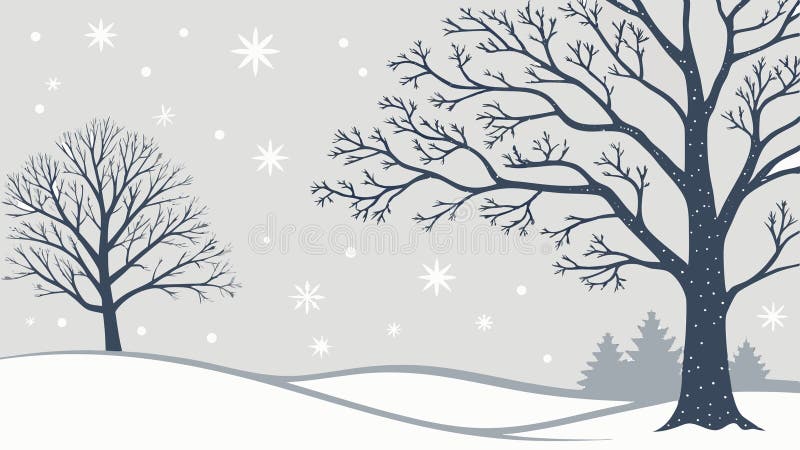 Winter Tree Bare Branches Landscape, Vector Design Generative AI Stock ...