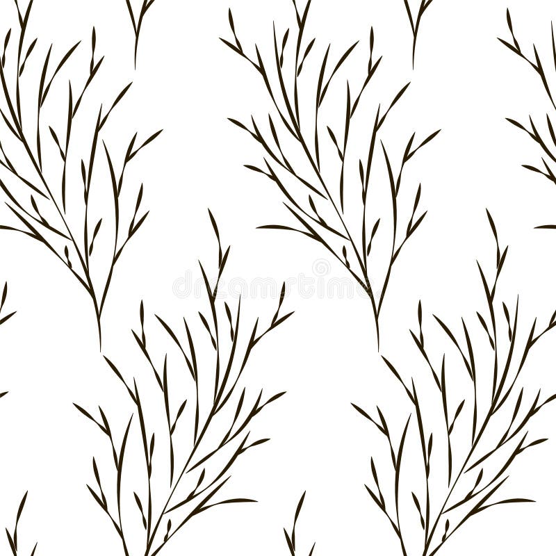 Winter Tree Branches Seamless Pattern, Old Dry Tree Branches, Seamless ...