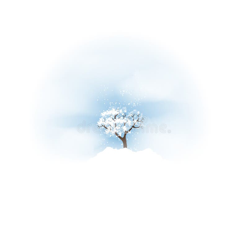 Winter with Tree and Falling Snow - Vector Illustration Stock Vector ...