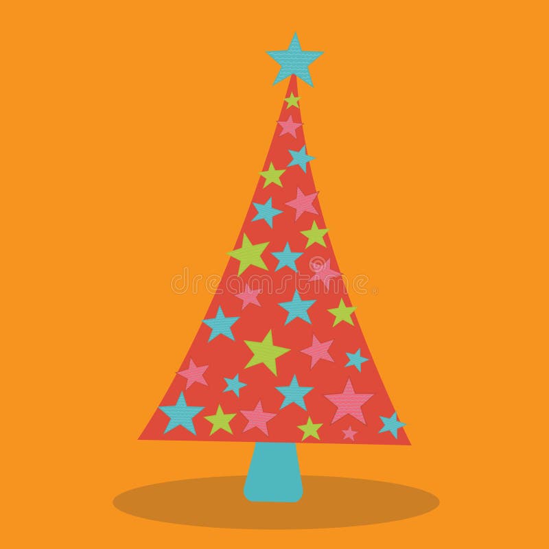 Winter tree stars red 16 stock vector. Illustration of graphic - 197990307