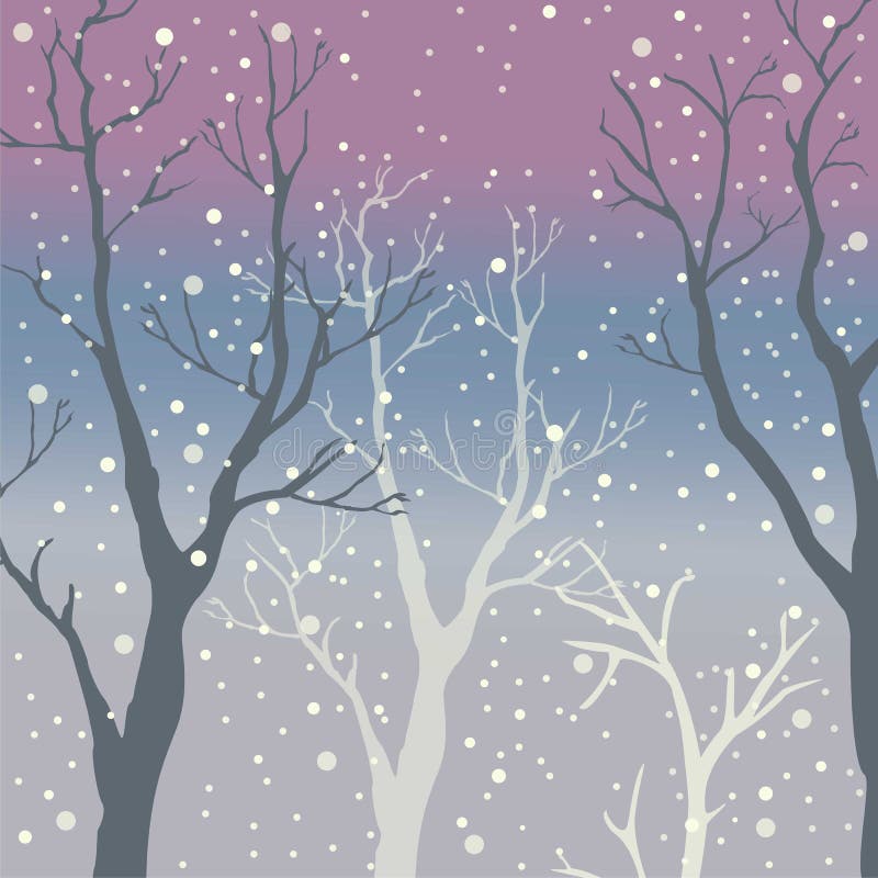 Winter Trees Background. Winter Landscape with Trees, Snow Stock ...