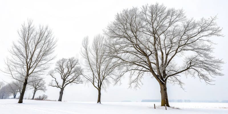 Winter Trees Border Isolated on White Background Stock Illustration - Illustration of beautiful ...