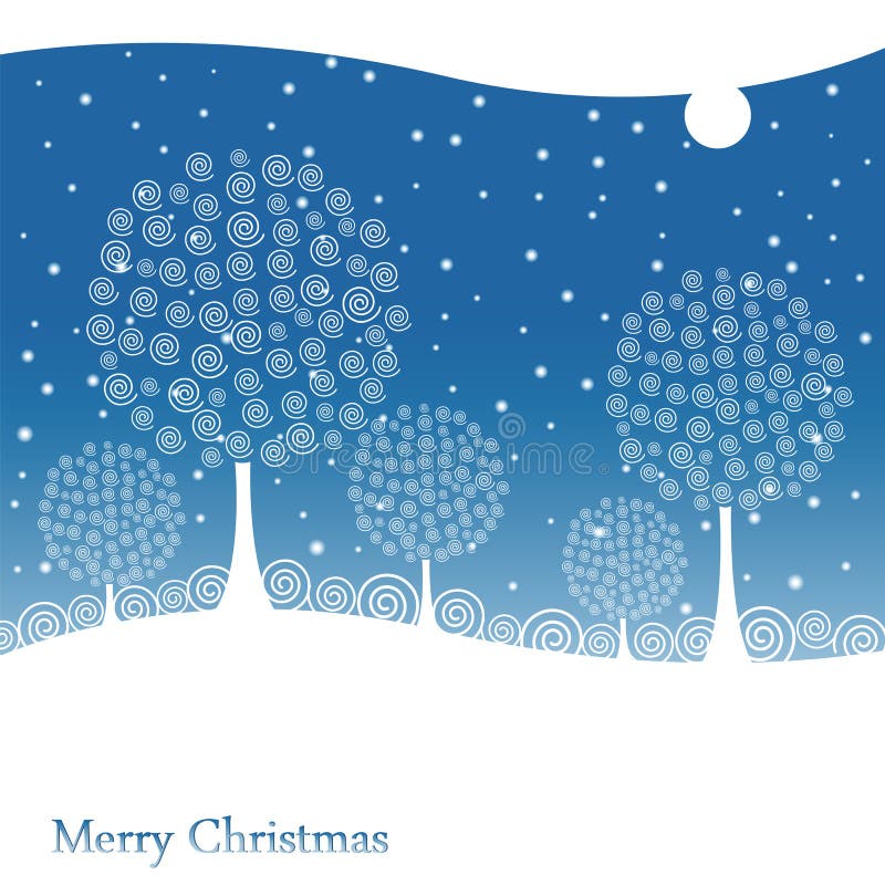 Winter Trees on Christmas Postcard Background. Stock Vector ...