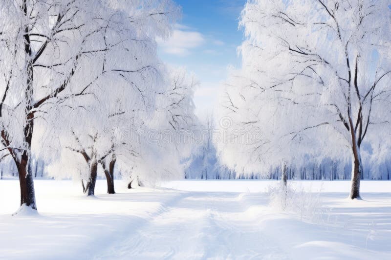 Winter Trees Covered with Ice, AI Generated Stock Illustration ...