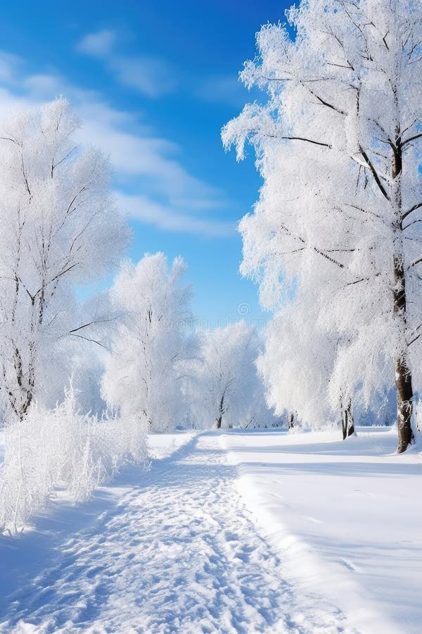 Winter Trees Covered with Ice, AI Generated Stock Photo - Image of ...