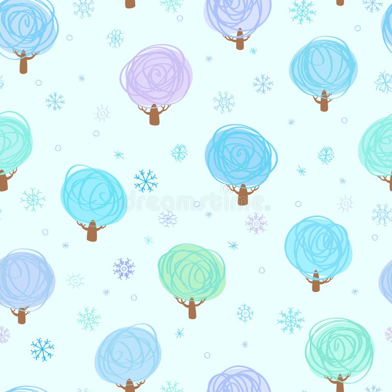 Winter Trees Seamless Pattern Stock Vector - Illustration of cold ...