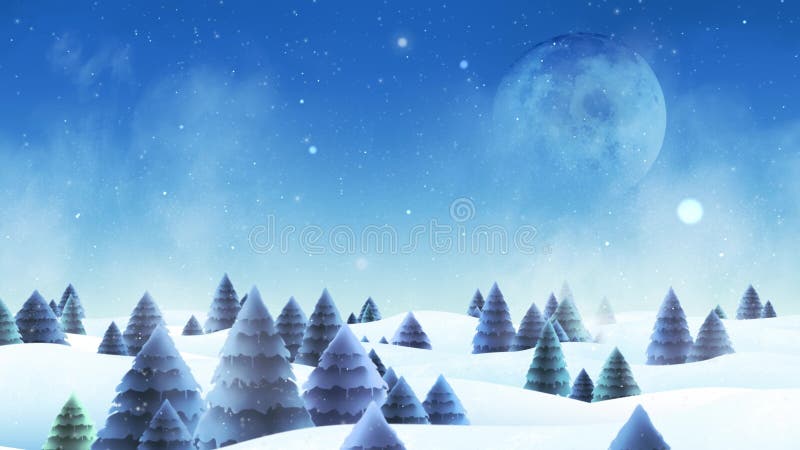 Winter Trees in the Snow with Full Moon 4K Loop Stock Footage - Video ...