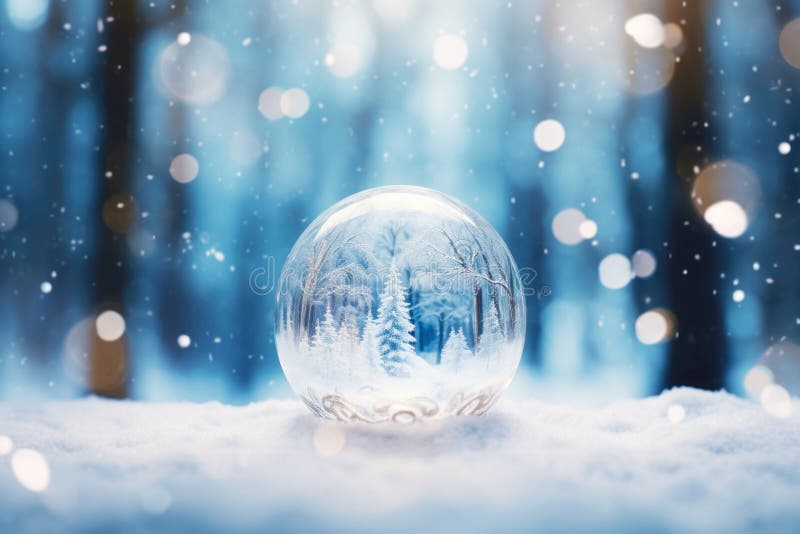 Winter Trees in Snow Globe stock illustration. Illustration of globe ...