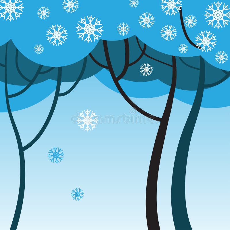 Winter Trees with Snowflakes Stock Vector - Illustration of forest ...
