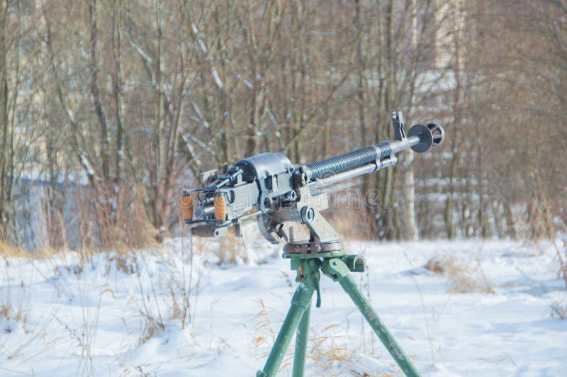 In the Winter on the Tripod Russian Heavy Machine Gun. Stock Image ...