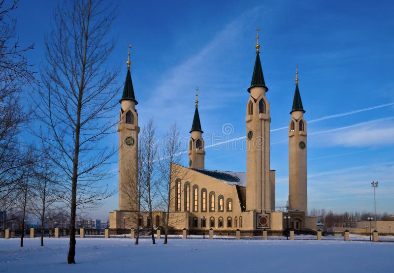 Winter, Twilight, Mosque... Stock Image - Image of evening, city: 3858297