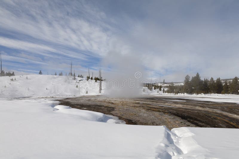 Winter, Upper Geyser Basin, Yellowstone NP Stock Photo - Image of ...