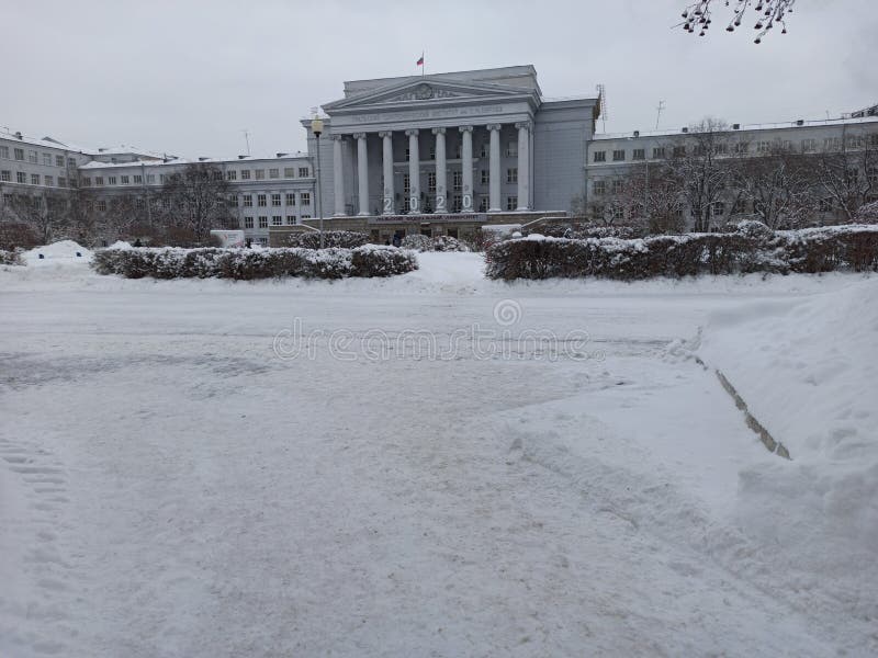 Winter Ural Federal University Stock Image - Image of ural, evening ...