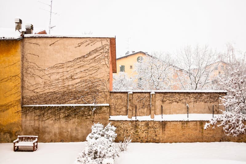 Winter Urban View through a Window Stock Image - Image of street, white ...