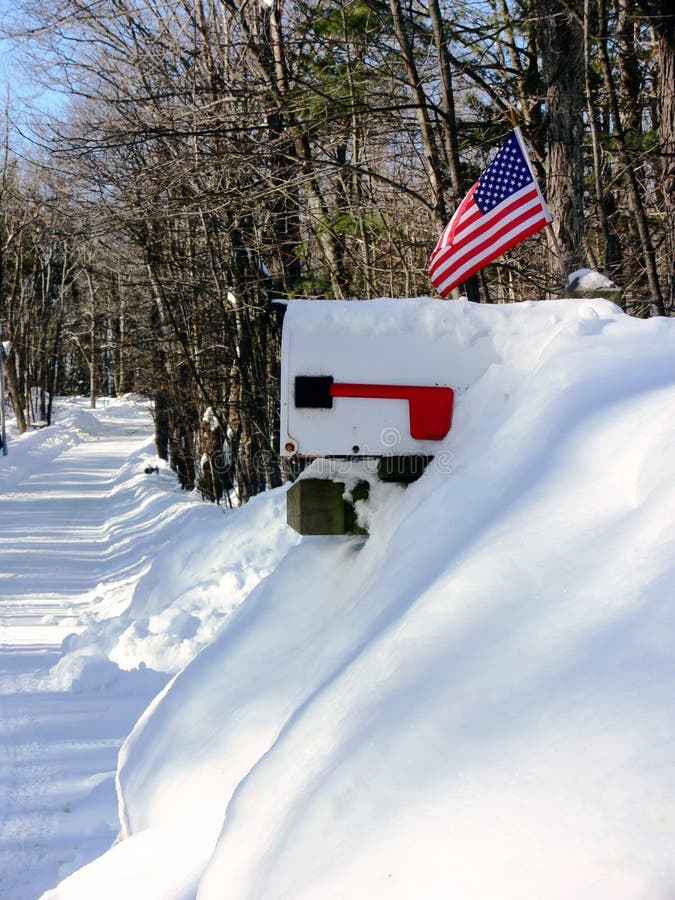 Winter: US Mail Box in Snow Stock Photo - Image of snow, blue: 18163140