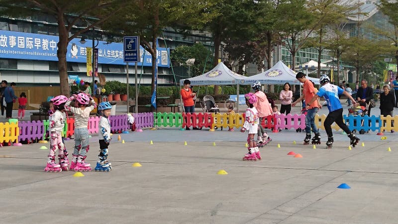 Shenzhen, China: Children Practice Roller Skating Editorial Photography ...