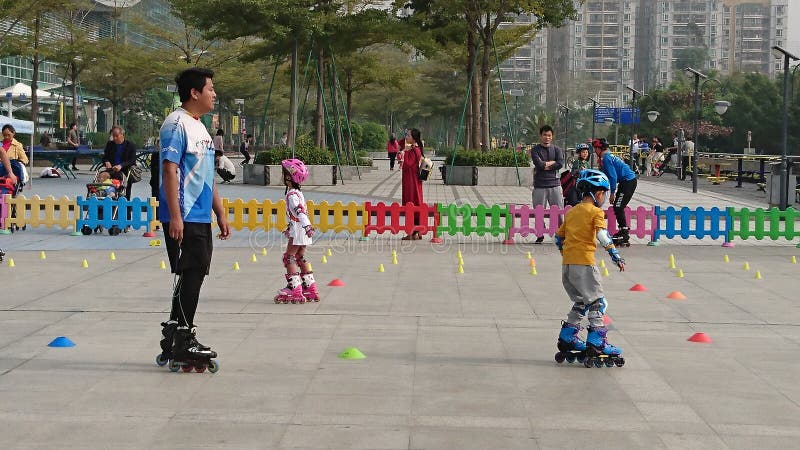 Shenzhen, China: Children Practice Roller Skating Editorial Photography ...