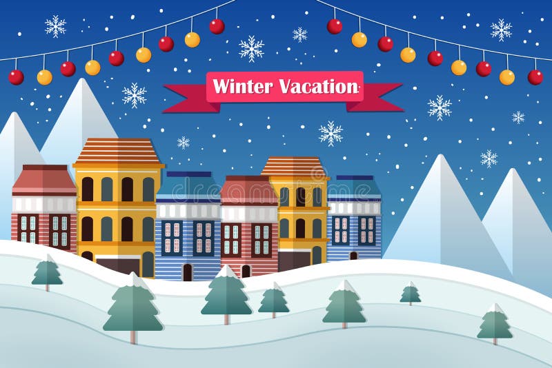 Winter Vacation and Landscape Stock Vector - Illustration of season ...