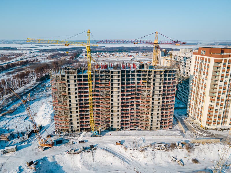 Winter View of a Building Under Construction Editorial Stock Image ...