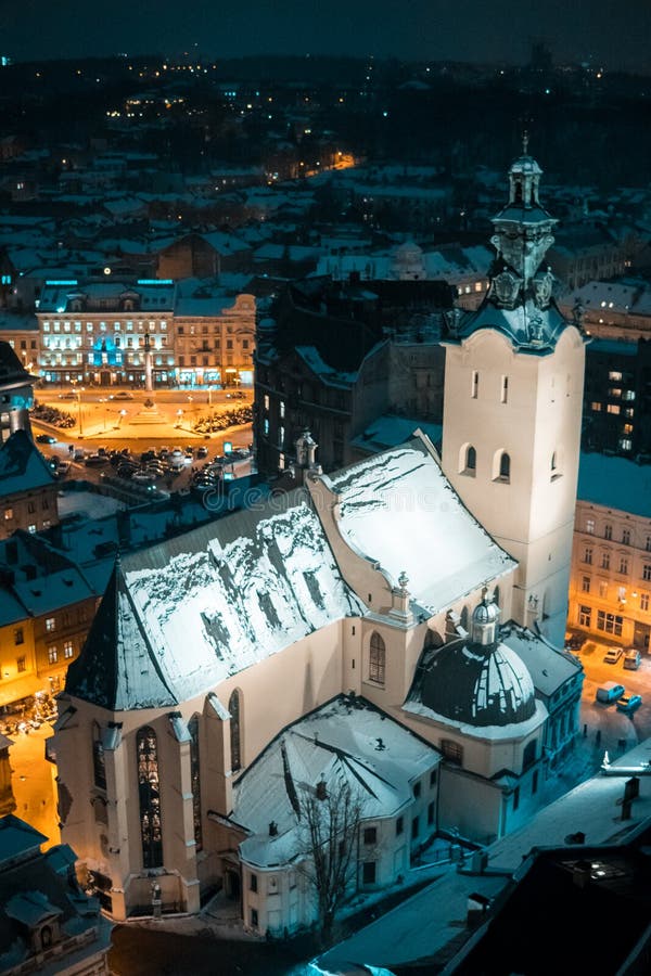 Winter View on the Downtown Stock Photo - Image of ancient, center ...