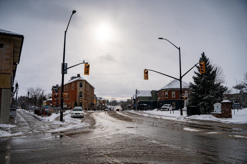 Winter View of Elora Town, Ontario. Editorial Photo - Image of ...