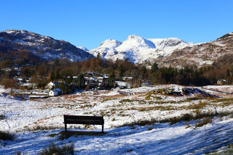 Winter View of Elterwater and the Langdale Valley Stock Photo - Image ...