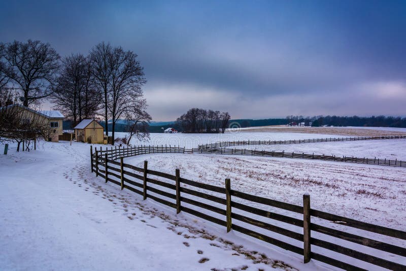 Winter View of a Farm in Rural York County, Pennsylvania. Stock Photo ...