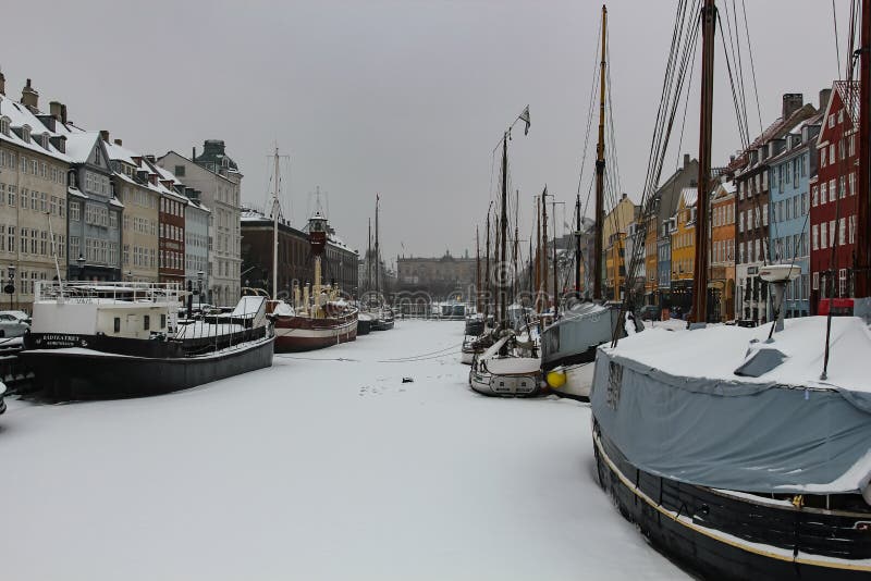 Winter View of the New Harbor in Copenhagen, Denmark Editorial Stock ...