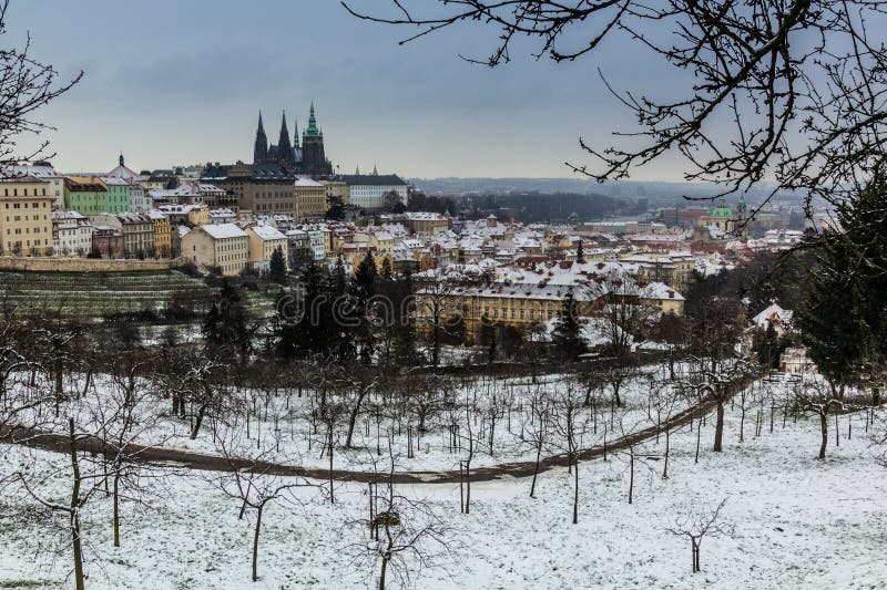Winter View of Prague, Czech Stock Image - Image of czechia, castle ...