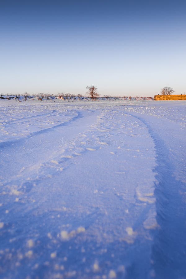 Winter View of the Quebec with a Sunset on the Frozen St. Lawrence ...
