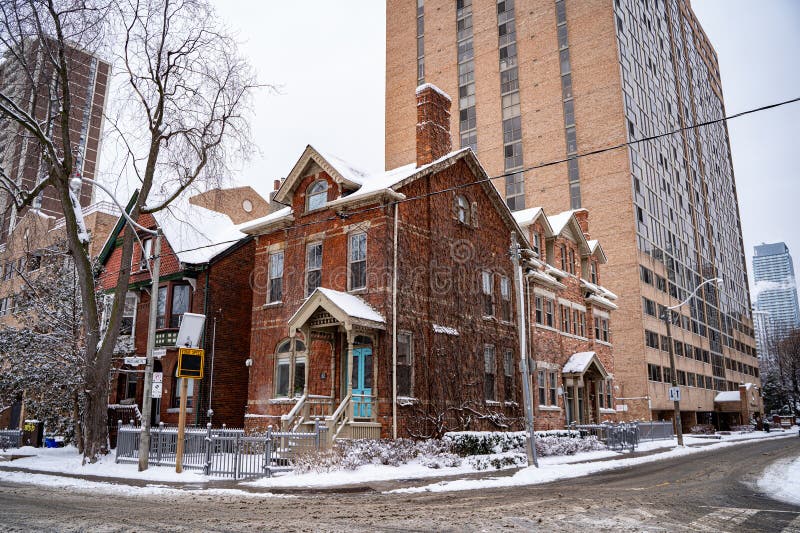 Winter View of a Snowy Street in Toronto Stock Photo - Image of ...