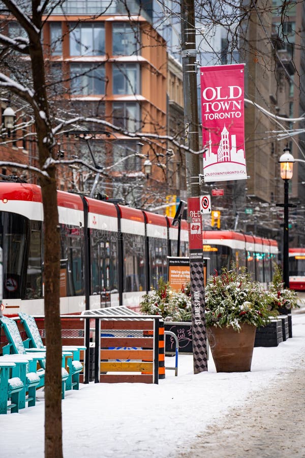 Winter View of a Streetcar in Downtown Toronto Editorial Stock Image ...