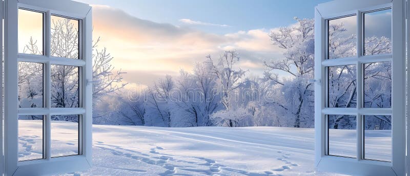 Winter View from Window Background, Winter Season - Ai Generated Stock ...