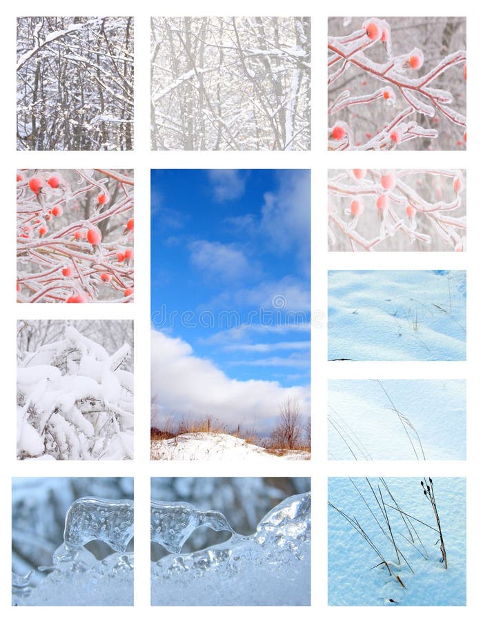 Winter views in collage stock photo. Image of light, snowy - 17813690