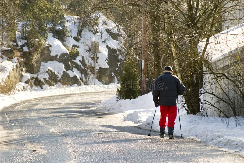 Winter Walk stock image. Image of person, elderly, white - 528369