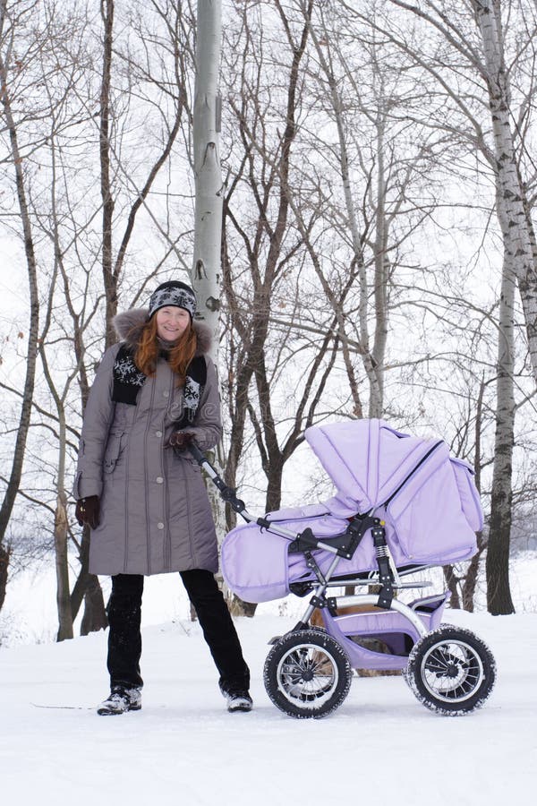 Winter walk stock image. Image of young, perambulator - 7687951