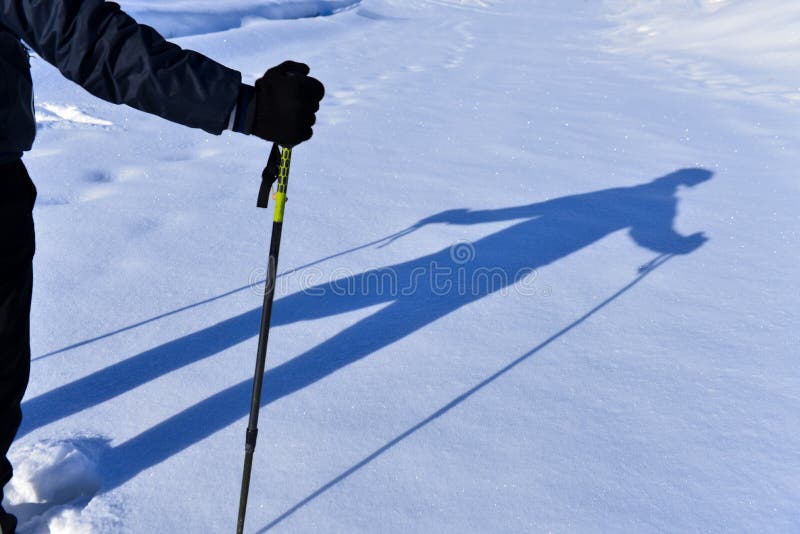 Winter Walk and Mountaineer`s Shadow Stock Image - Image of hiking ...