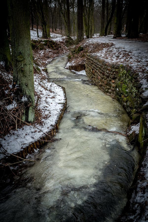 A Winter Walk Over a Frozen River Stock Image - Image of freeze, cold ...