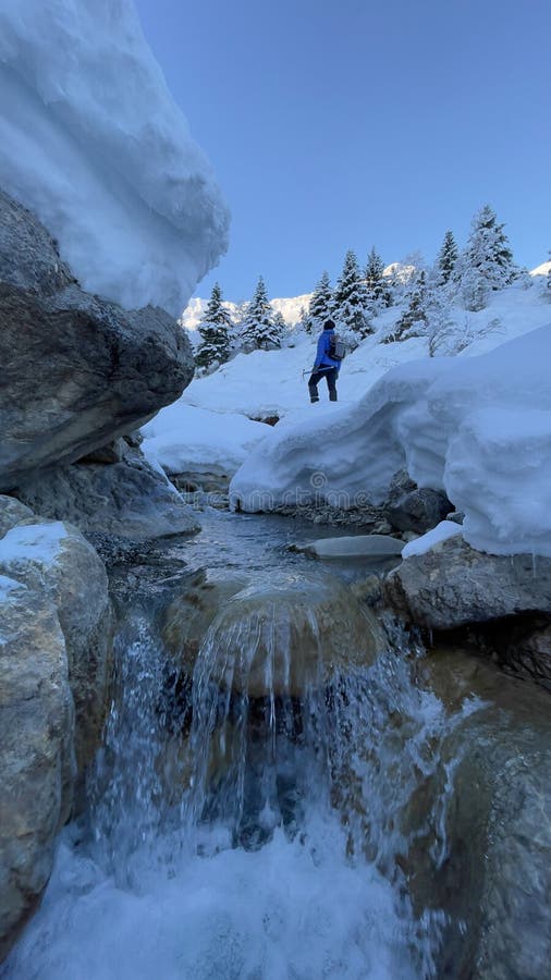 Winter Walk in the Stream Accompanied by the Sounds of Water Stock ...