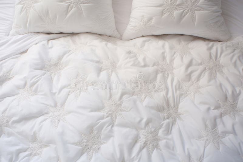 Winter Warm Quilt. Bedding with a Snowflake Design Stock Photo - Image ...
