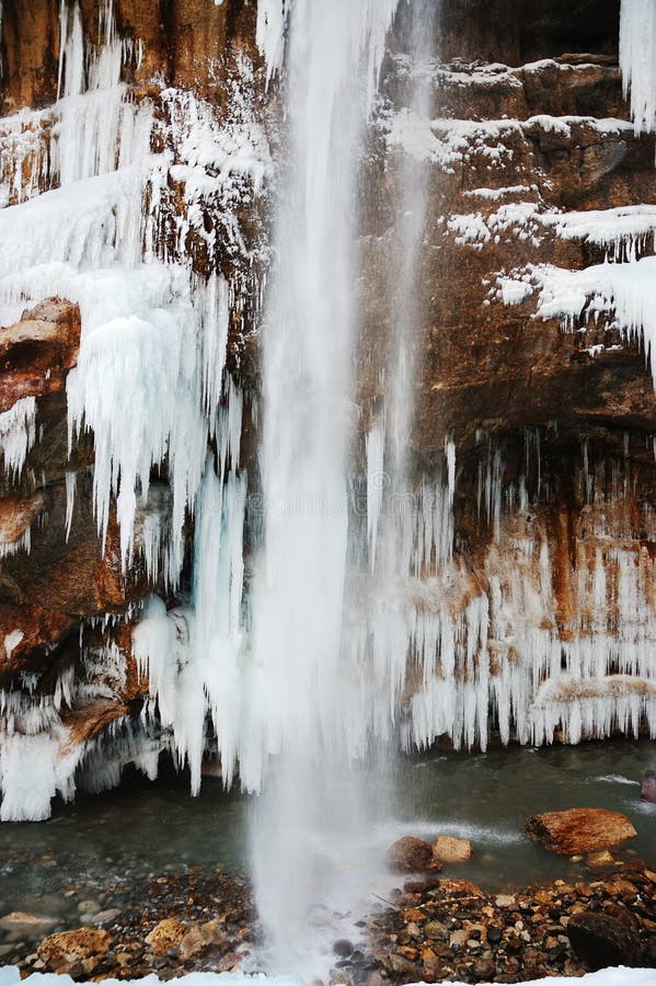 Winter waterfall stock photo. Image of stone, ridge, pebble - 28682992