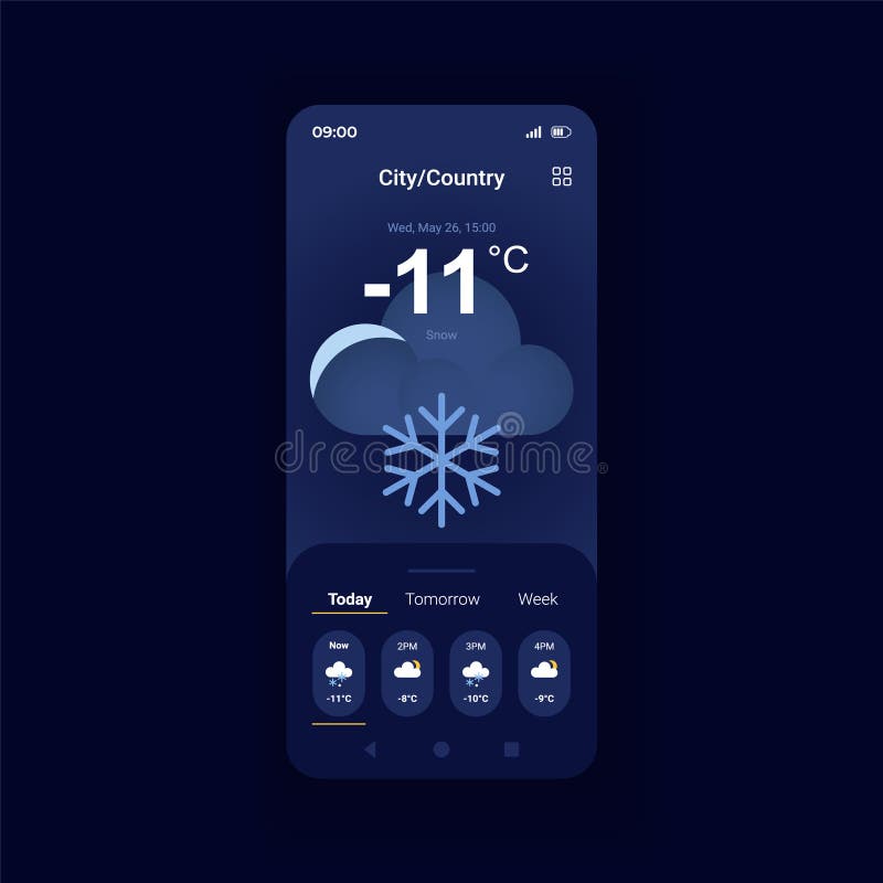 Winter Weather Forecast Smartphone Interface Vector Template Stock ...