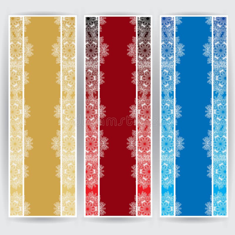Winter Web Banners 3 Colors Stock Vector - Illustration of gold, curl ...