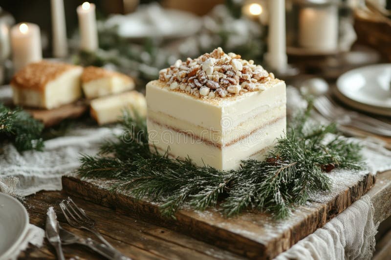Winter Wedding Cake, a Rustic Farm Table Adorned with a Winter Wedding ...
