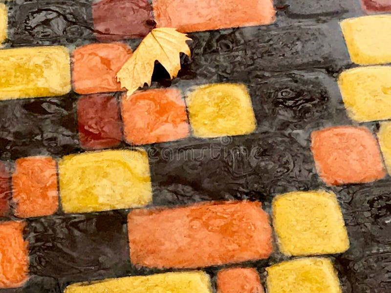 Winter Wet Pavement Multicolored. Stock Image - Image of mood, street ...