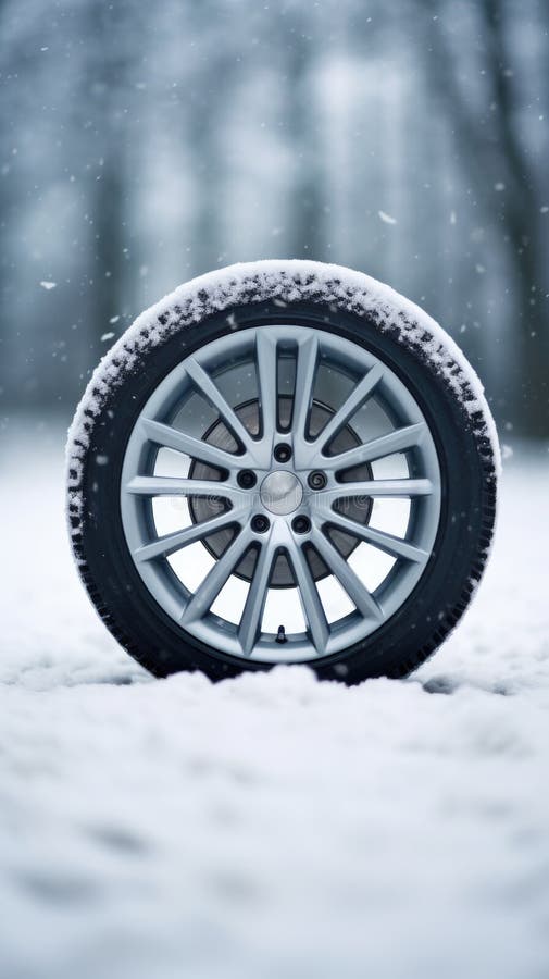 Winter Wheel on Snow Covered Road, AI Stock Illustration - Illustration ...