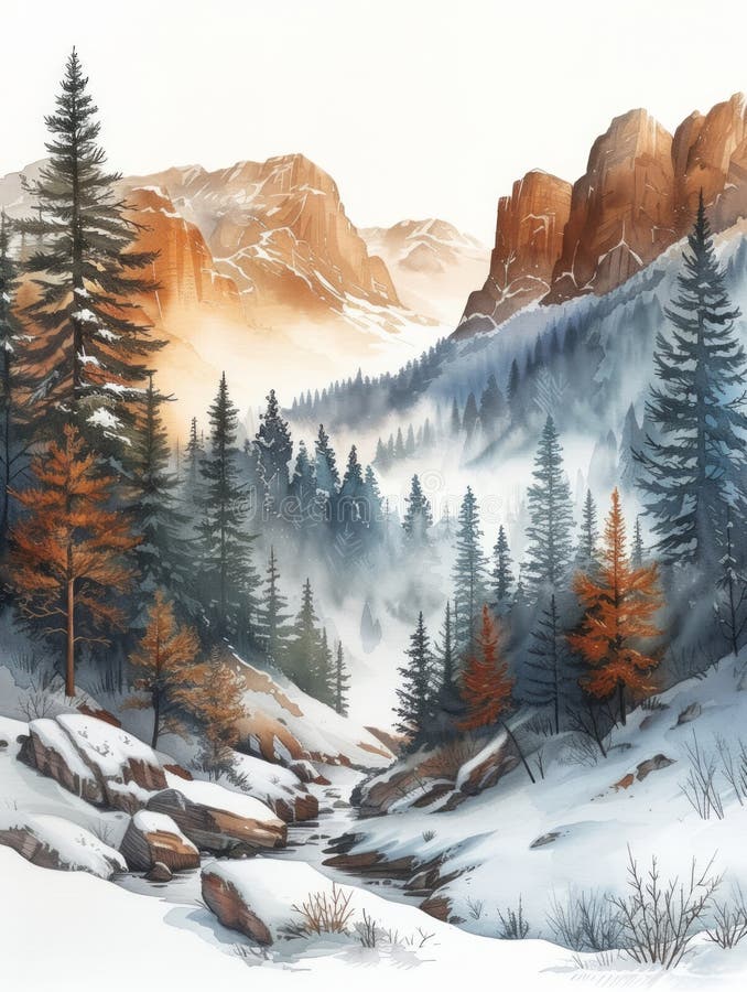 Winter Whimsy: Hand-Painted Forest Landscape with Christmas Tree ...