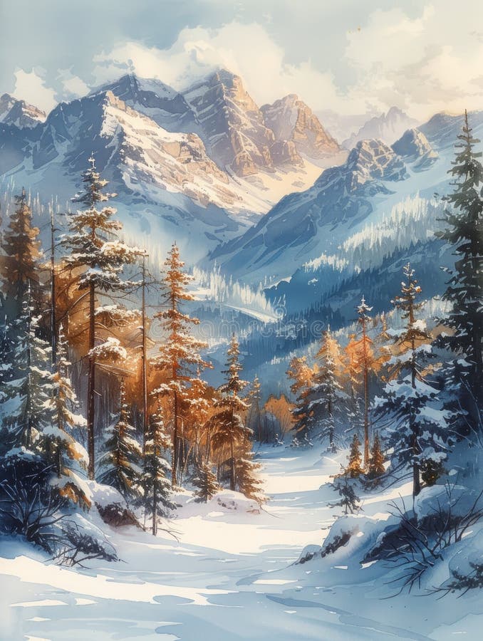 Winter Whimsy: Hand-Painted Forest Landscape with Christmas Tree ...